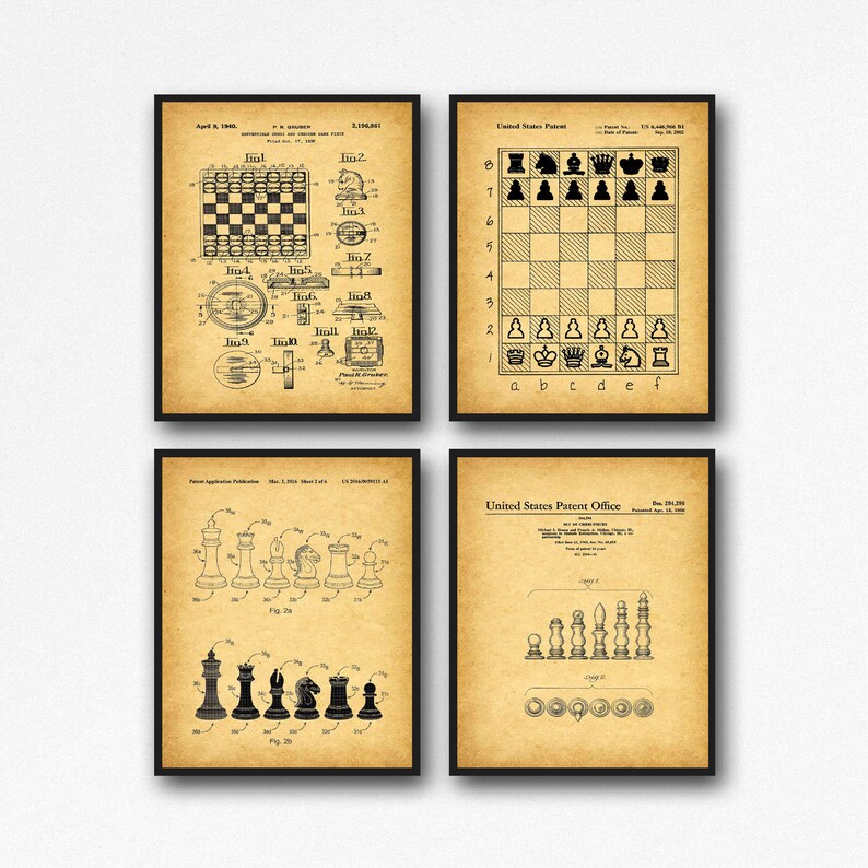 Chess Set of Chess Posters Chess Decor WB499-502 | Etsy