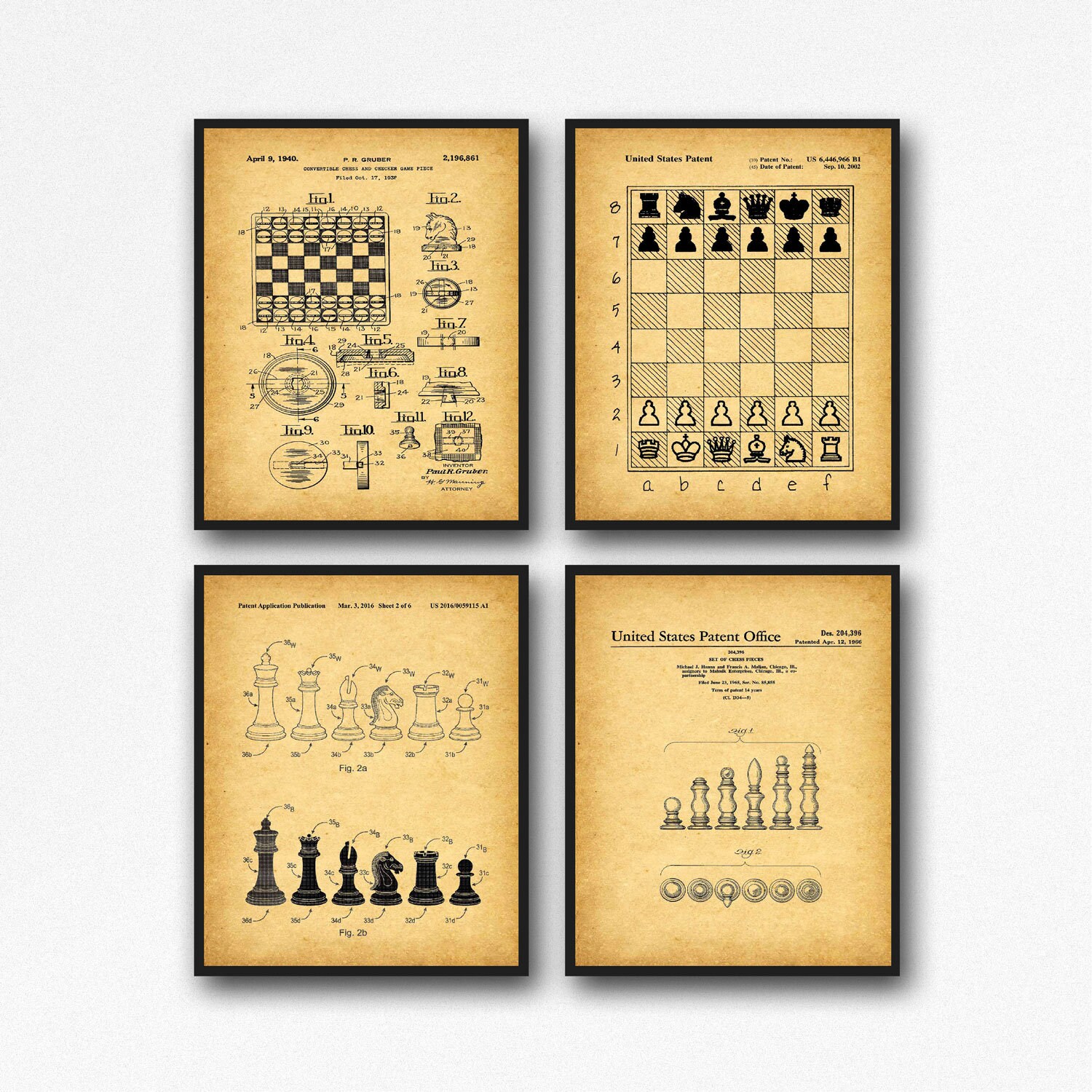 Chess Set of Chess Posters Chess Decor WB499-502 | Etsy UK