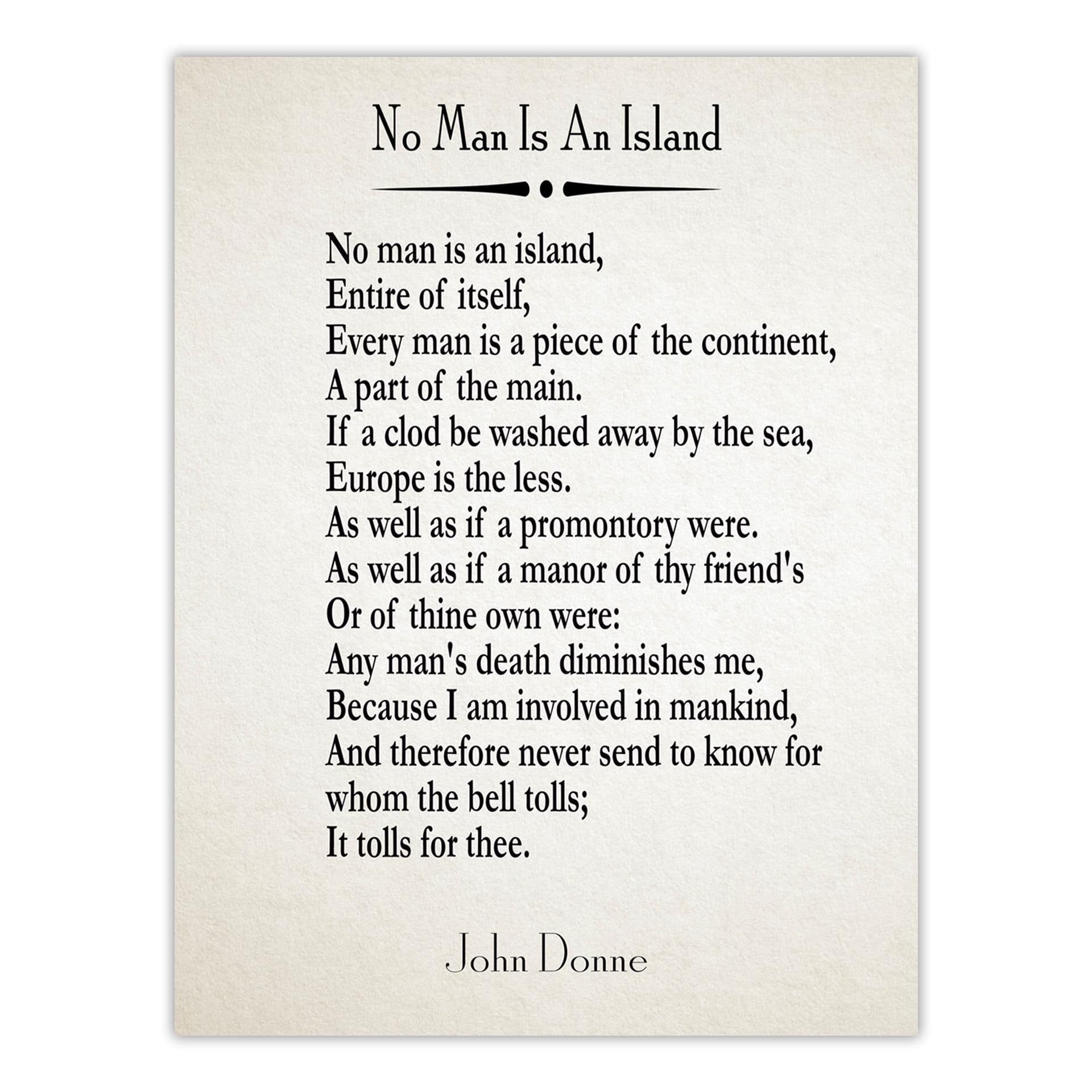 John Donne Poem Print: No Man is an Island, Literary Wall Art - Etsy