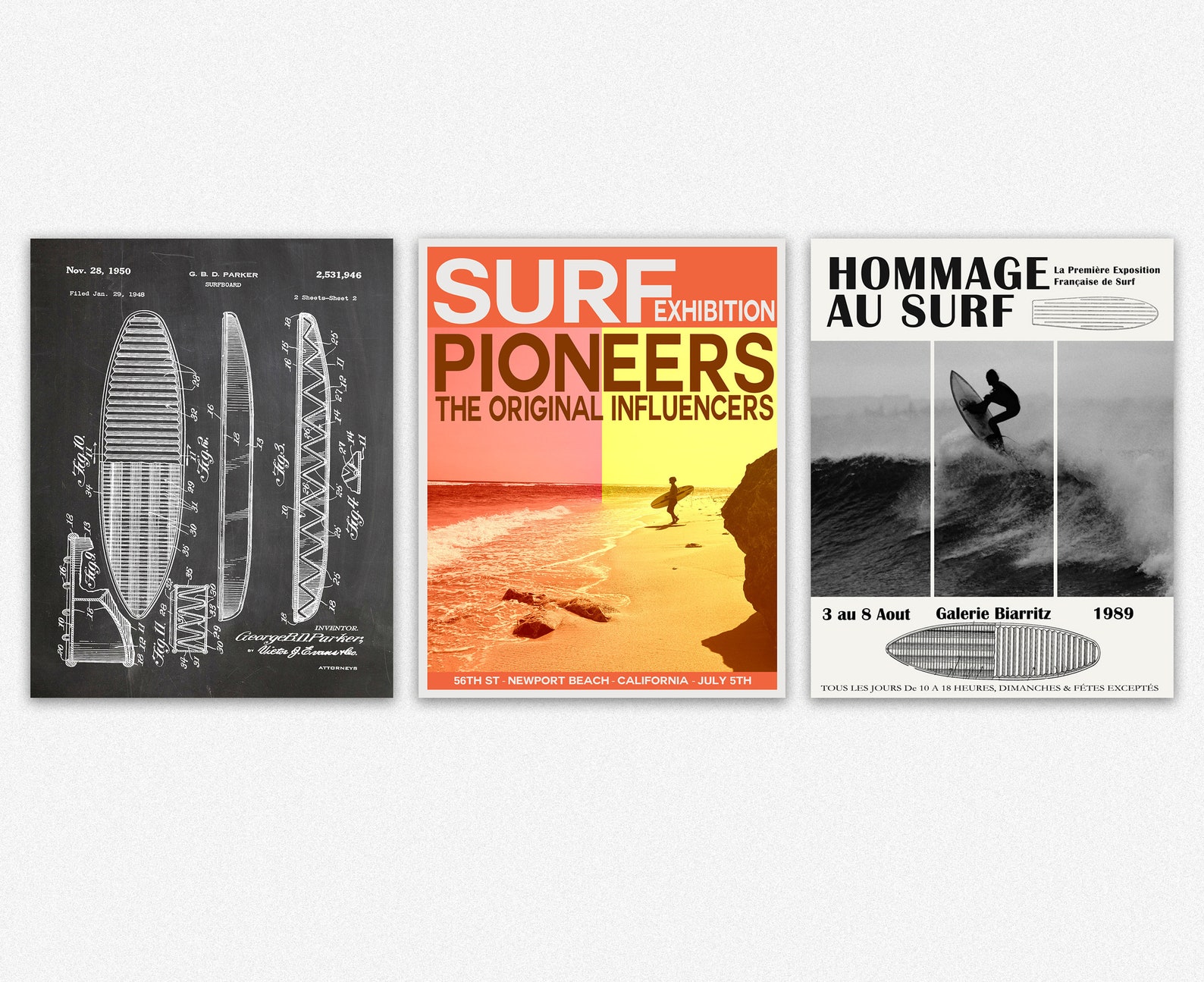 Surfing Posters Set of 3 Surf Prints High Definition Art - Etsy