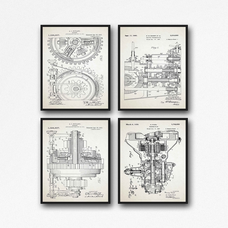 Engine Inventions Mechanical Blueprints Mechanical Gift Art - Etsy