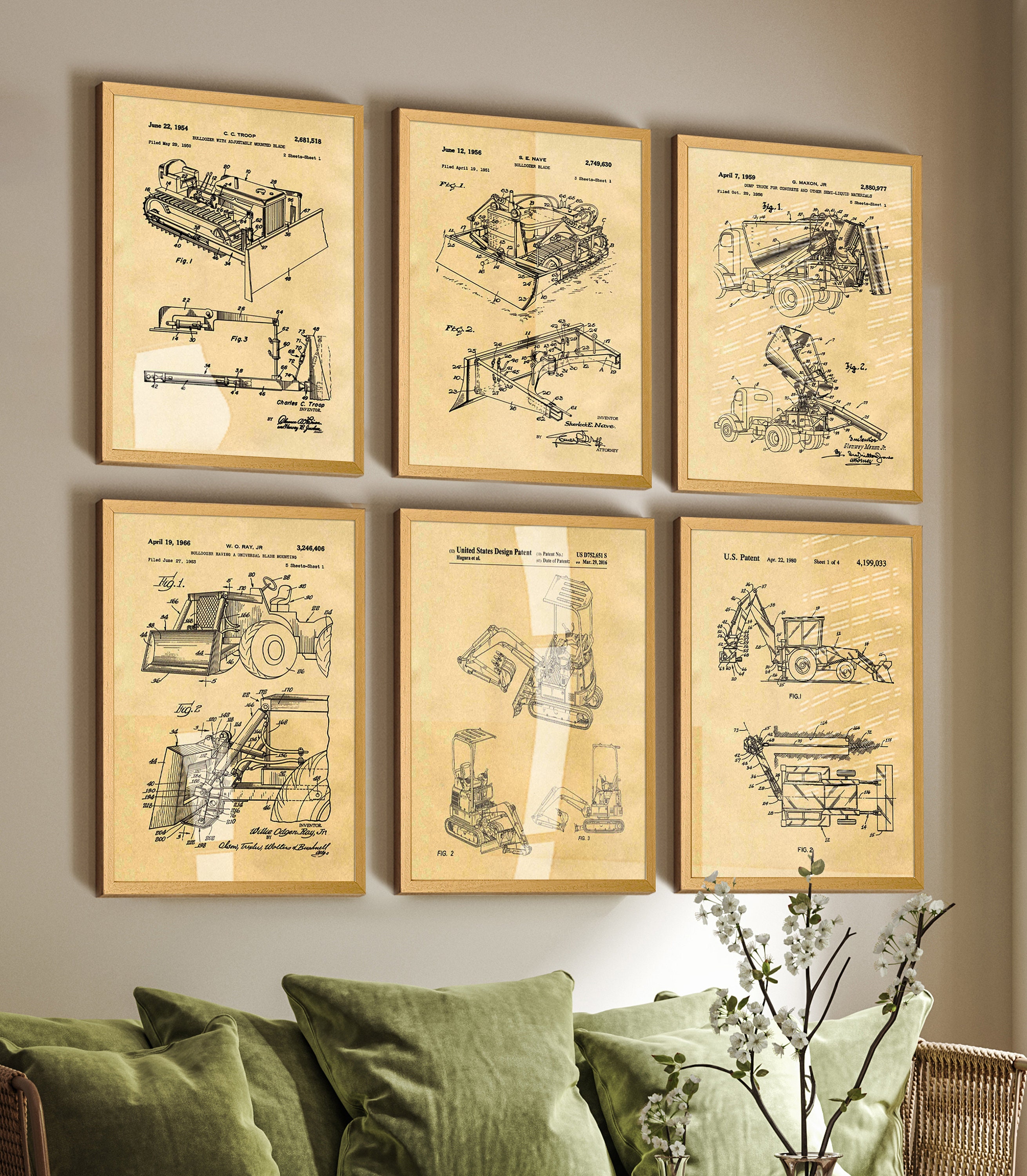 Construction Equipment Patent Art Prints - Mid-century Engineering Set ...