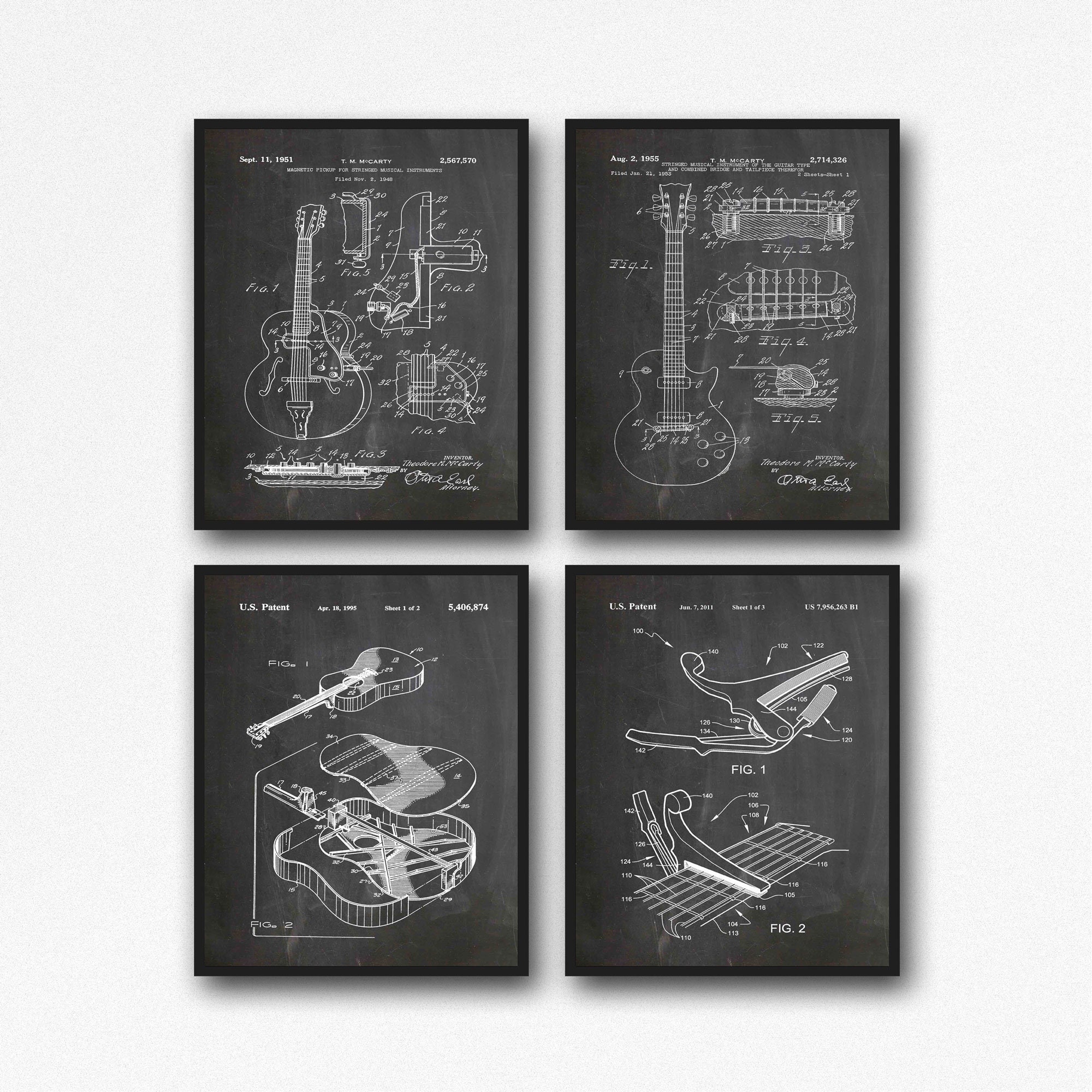 Guitar Posters Set of 4 Guitar Prints for Audio Room - Etsy