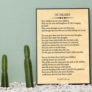 On Children Poem by Kahlil Gibran Quote the Prophet - Etsy