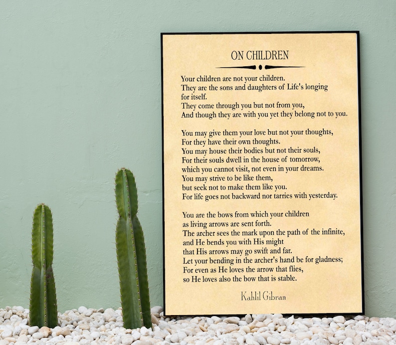 On Children Poem by Kahlil Gibran Quote the Prophet - Etsy UK