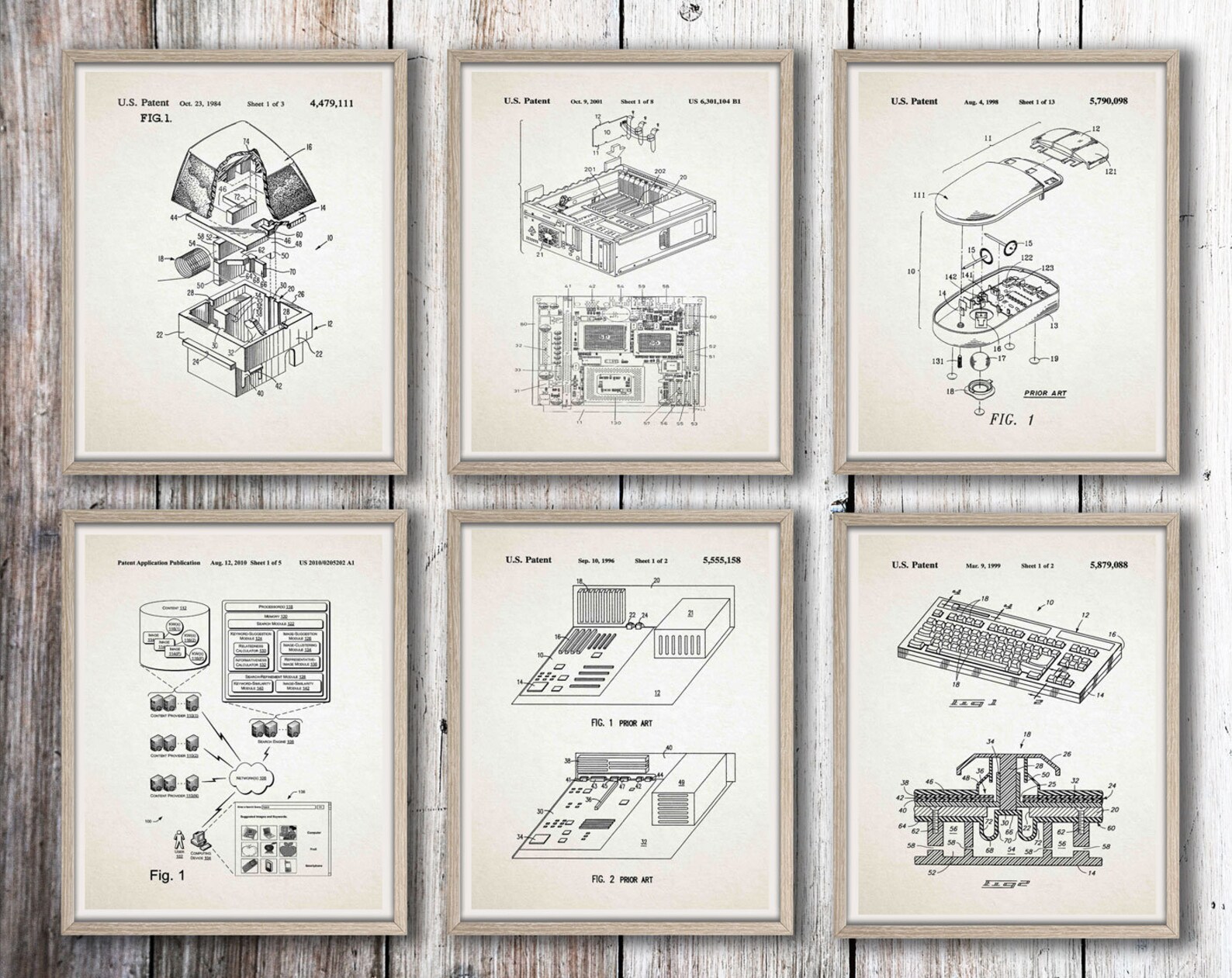 Computer Patent Set of 6 Computer Prints IT Wall Art Computer - Etsy