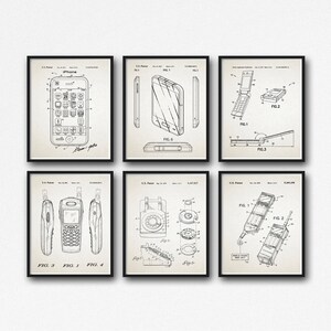 Phone Patent Prints Set of Phone Posters Apple iPhone Samsung Rotary ...