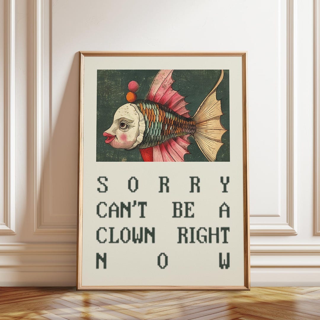 Surreal Fish Clown Portrait: Absurd Humor Wall Art - Etsy