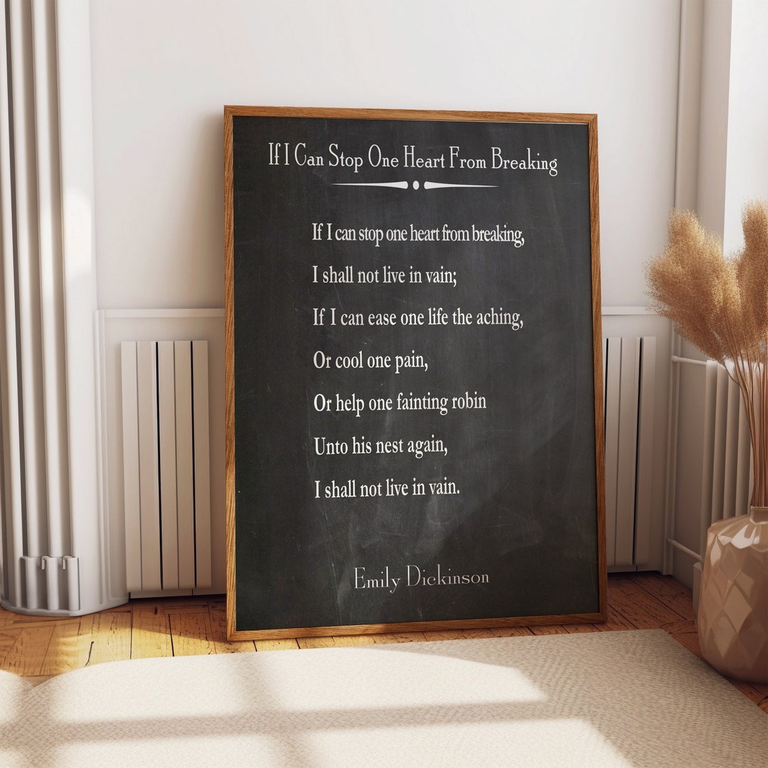 If I Can Stop Poem by Emily Dickinson - Poster Print or Canvas - Etsy