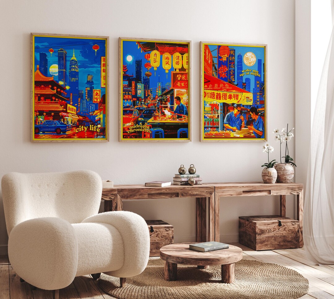 Neon Chinatown Art Prints: Asian Cityscape Wall Decor - Etsy