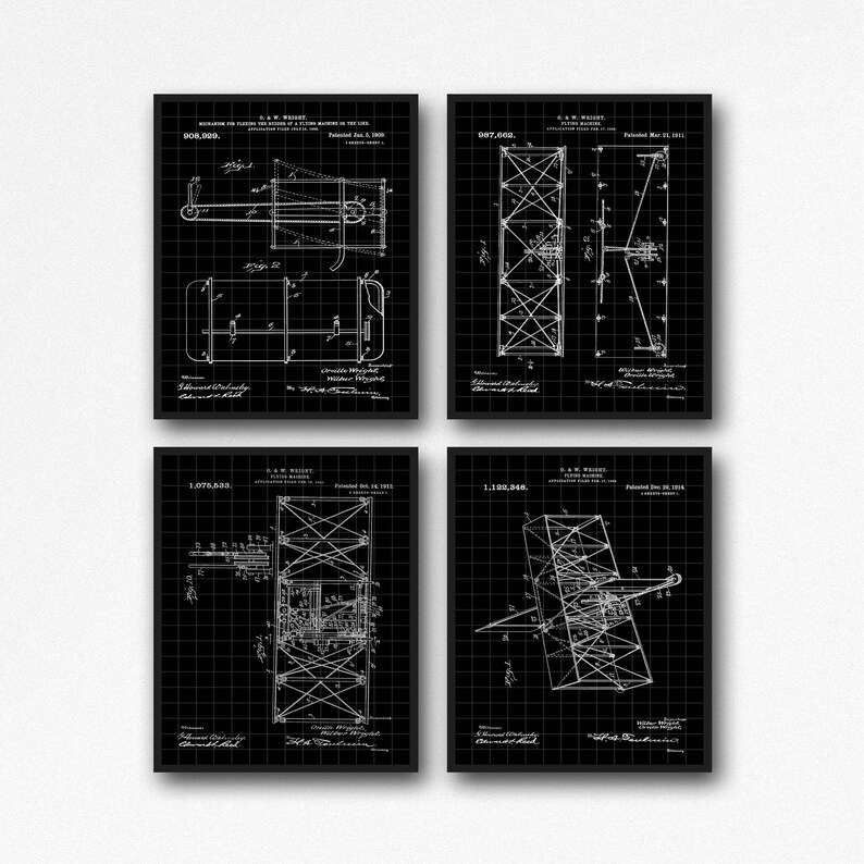 Orville and Wilbur Wright Brothers First Airplane Blueprints | Etsy
