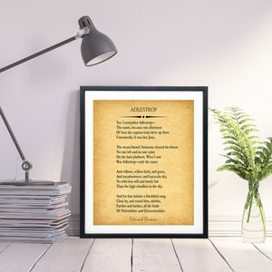 Adlestrop by Edward Thomas 1914 Poetry Poster Poetry Decor Theme of ...
