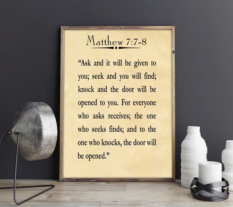 Scripture Print Matthew 7:7-8 Bible Print Bible Decor Bible | Etsy