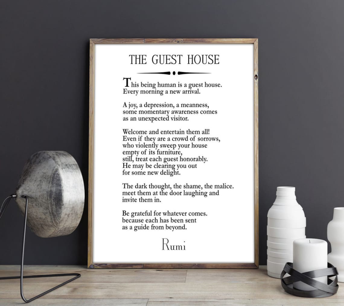 Rumi Quote the Guest House Poem by Rumi Inspiring Poem Guest - Etsy Canada