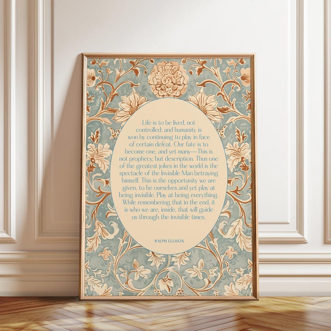 Ralph Ellison Inspirational Zitat Poster - Invisible Man Zitat Blumen ...