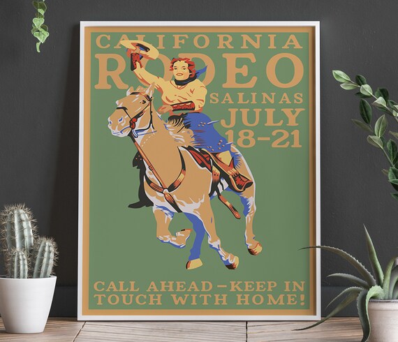 Rodeo Poster California Poster Vintage Cowboy Decor - Etsy