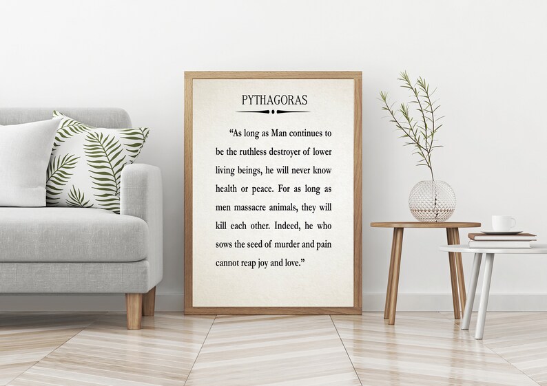Pythagoras Vegan Quote Vegetarian Poster | Etsy