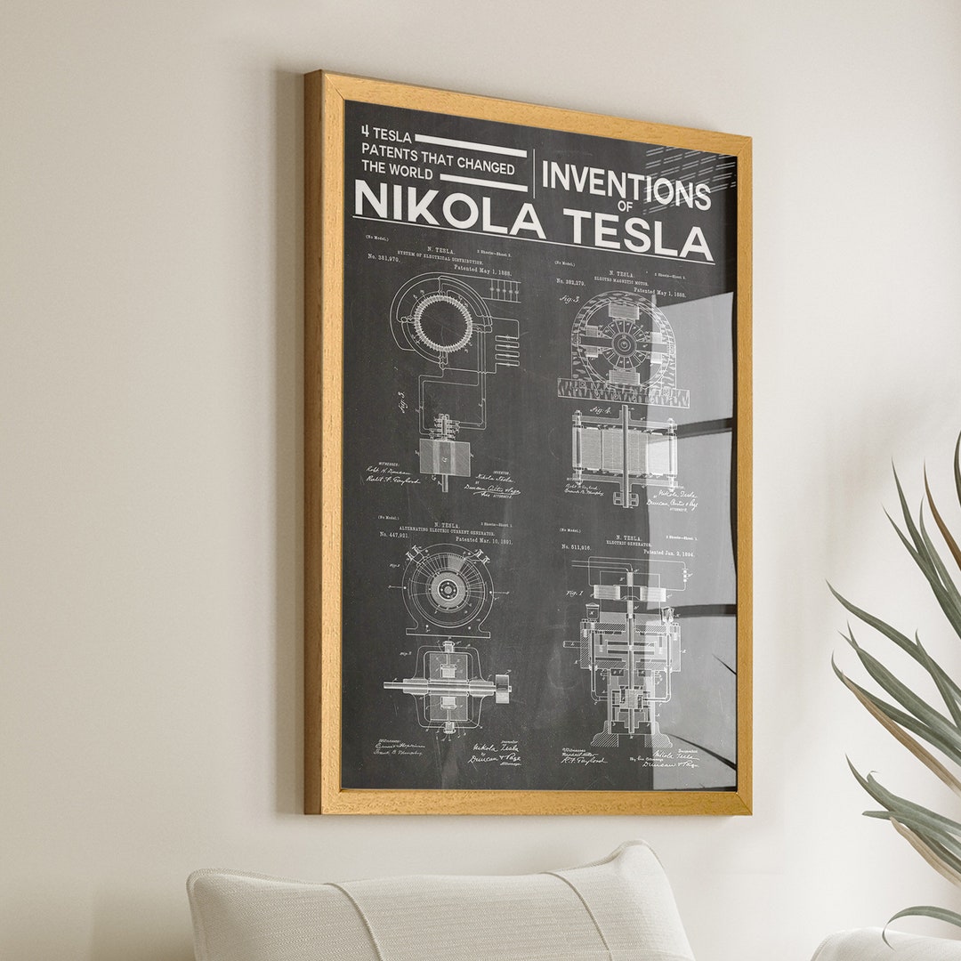 Nikola Tesla Patent Wall Art - Tesla's Ingenious Invention Poster ...