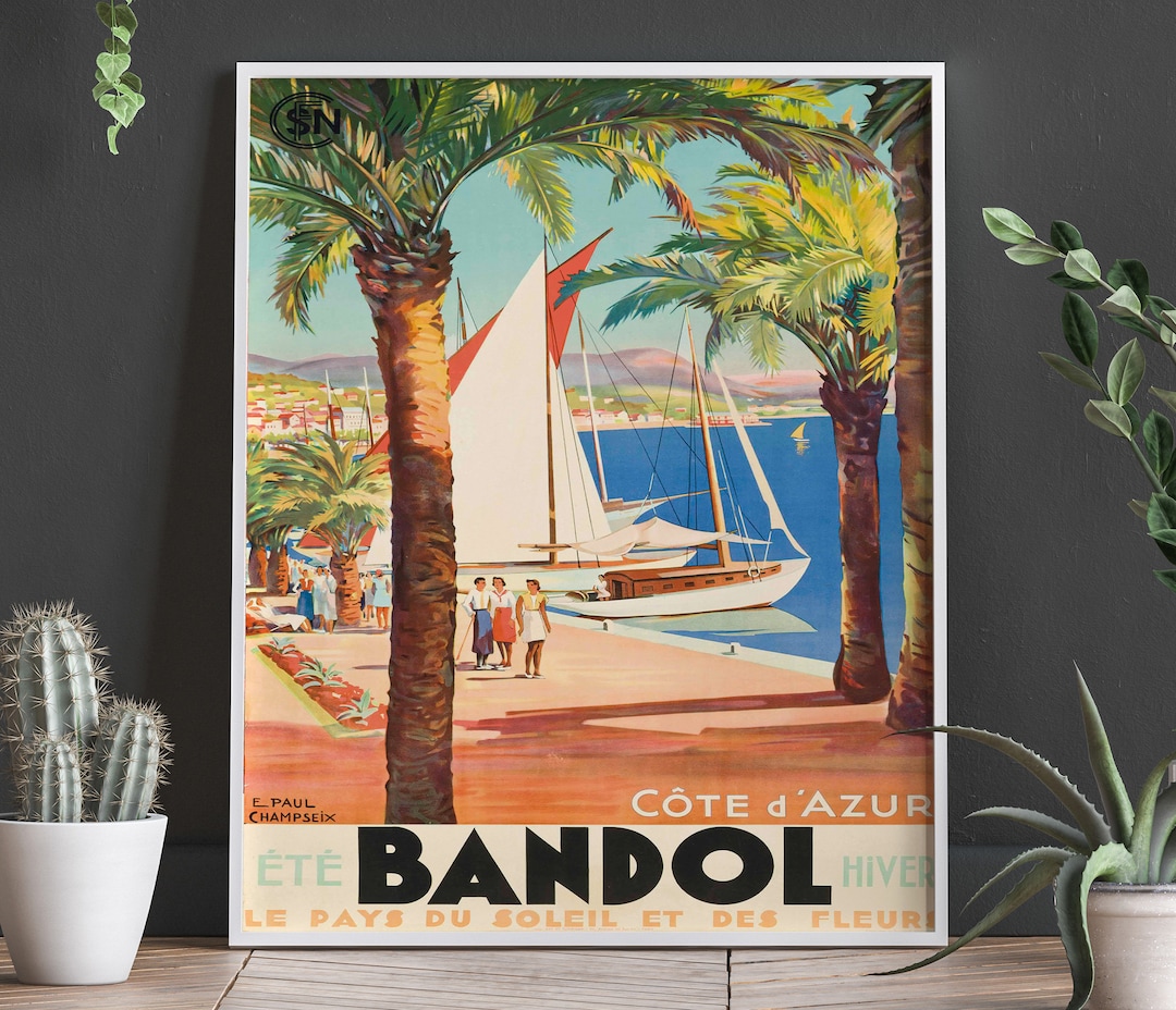 French Travel Posters French Wall Decor Bandol Poster Summer - Etsy