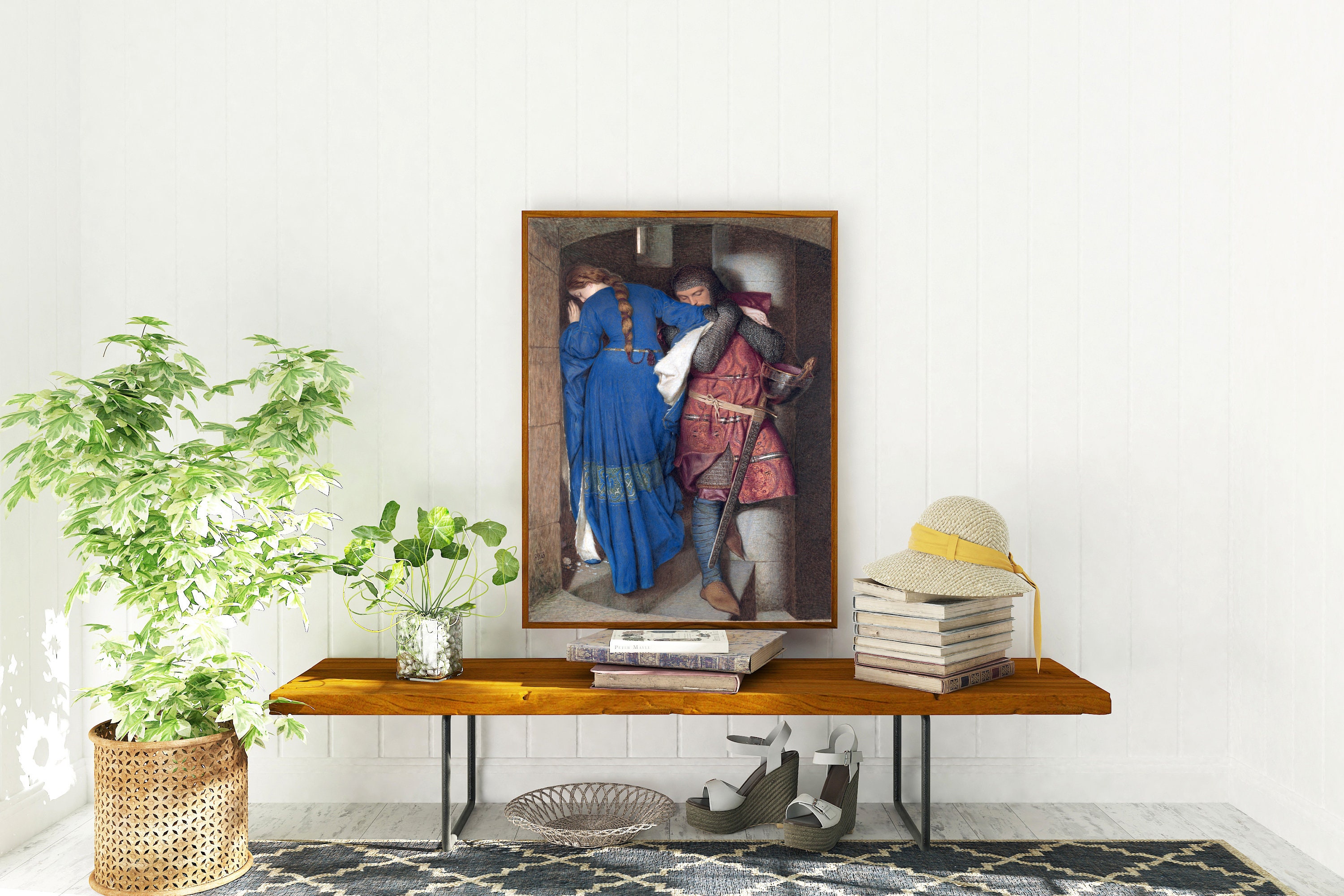 Romantic Painting the Meeting on the Turret Stairs by Frederic - Etsy