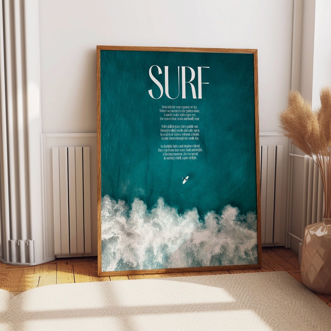 Surf Art Print Captivating Ocean Waves Poster Inspiring Surfing Scene ...