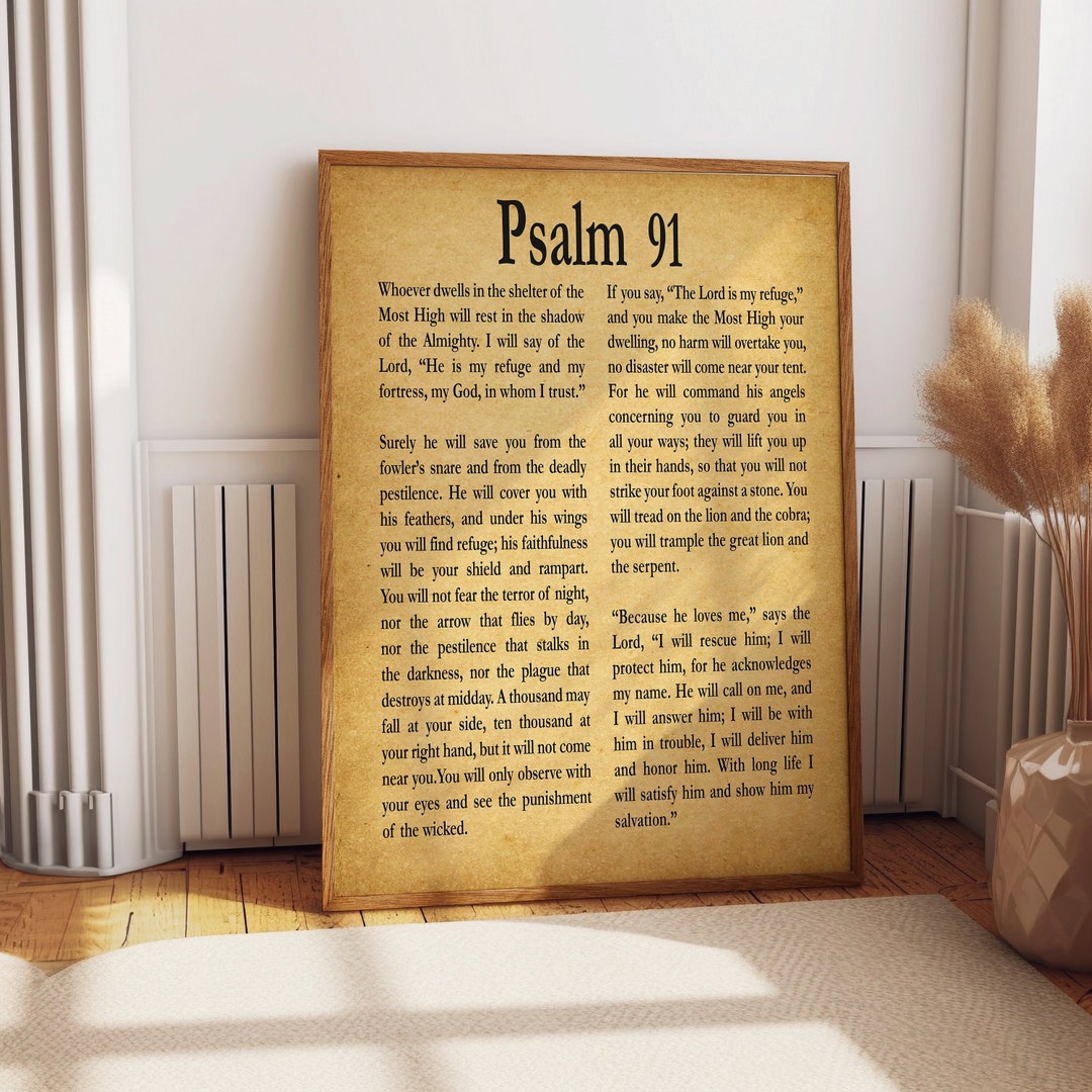Psalm 91 Print Psalm Poster Psalm Wall Art Christian Gift for Friend ...