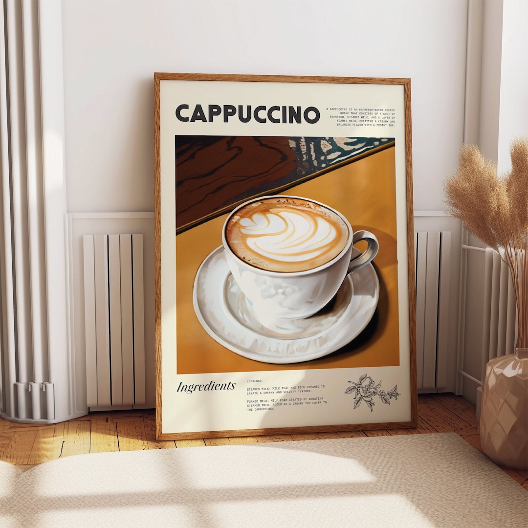 Cappuccino Coffee Poster - Chic Wall Art for Coffee Docks, Cafes, and ...