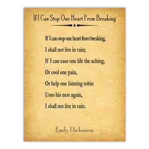If I Can Stop Poem by Emily Dickinson - Poster, Framed, and Canvas ...