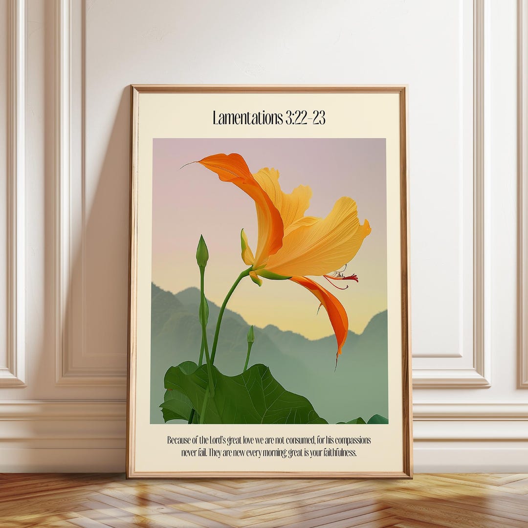 Lamentations 3:22-23 Bible Verse Wall Art – Morning Bloom Christian ...