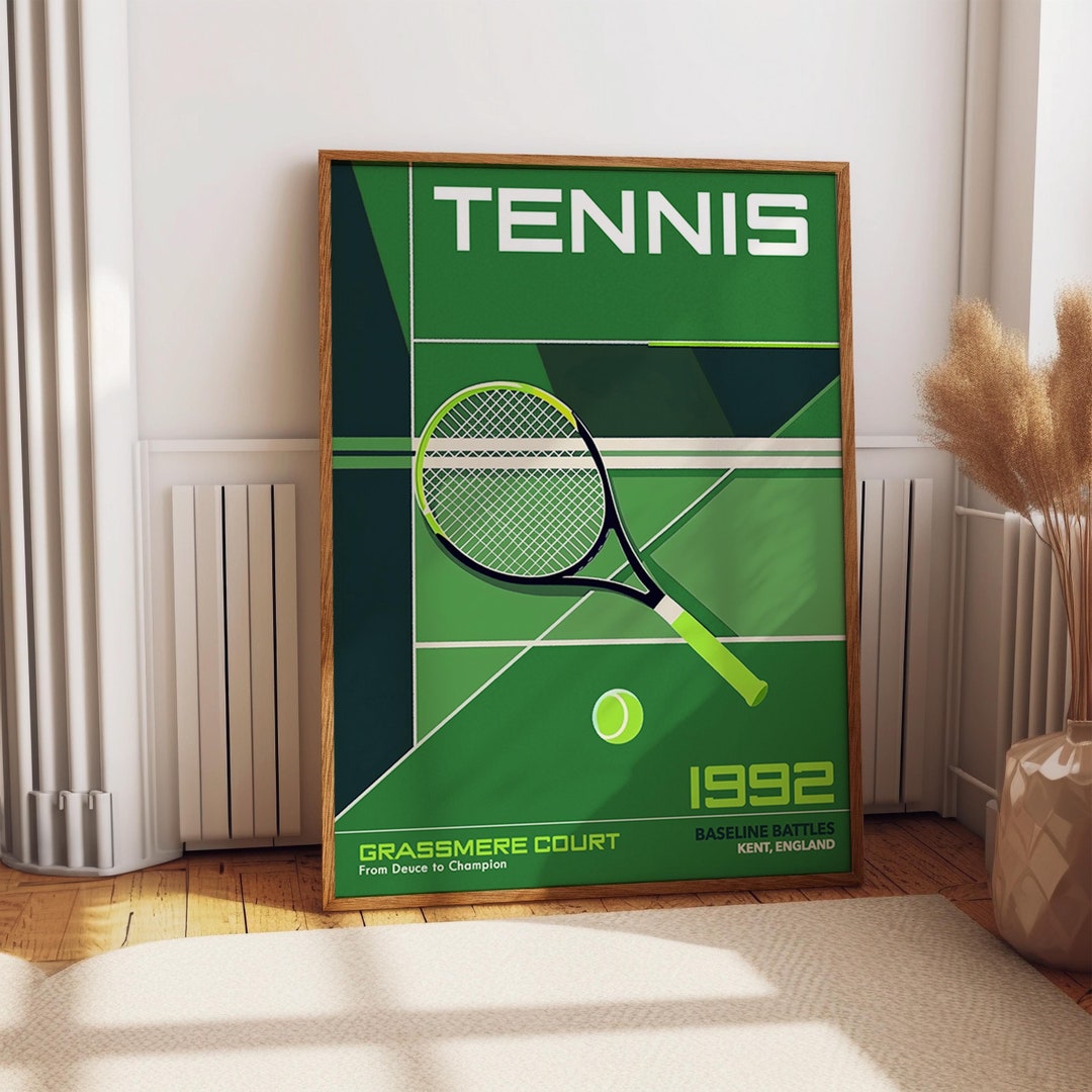 Tennis Racket Poster - Tennis Court Sports Wall Decor - 1992 Tennis ...