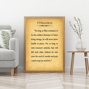 Pythagoras Vegan Quote Vegetarian Poster - Etsy