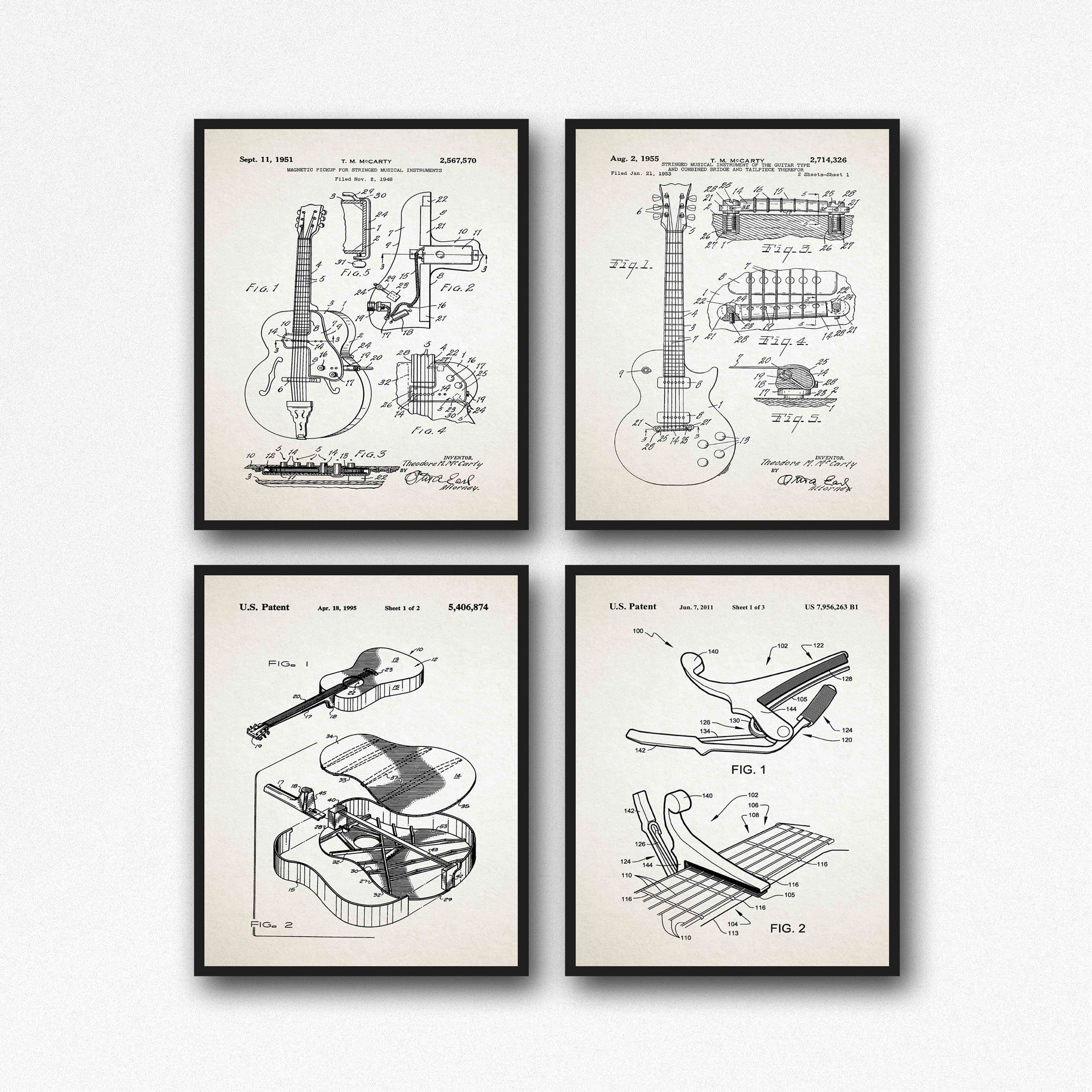 Guitar Posters Set of 4 Guitar Prints for Audio Room - Etsy