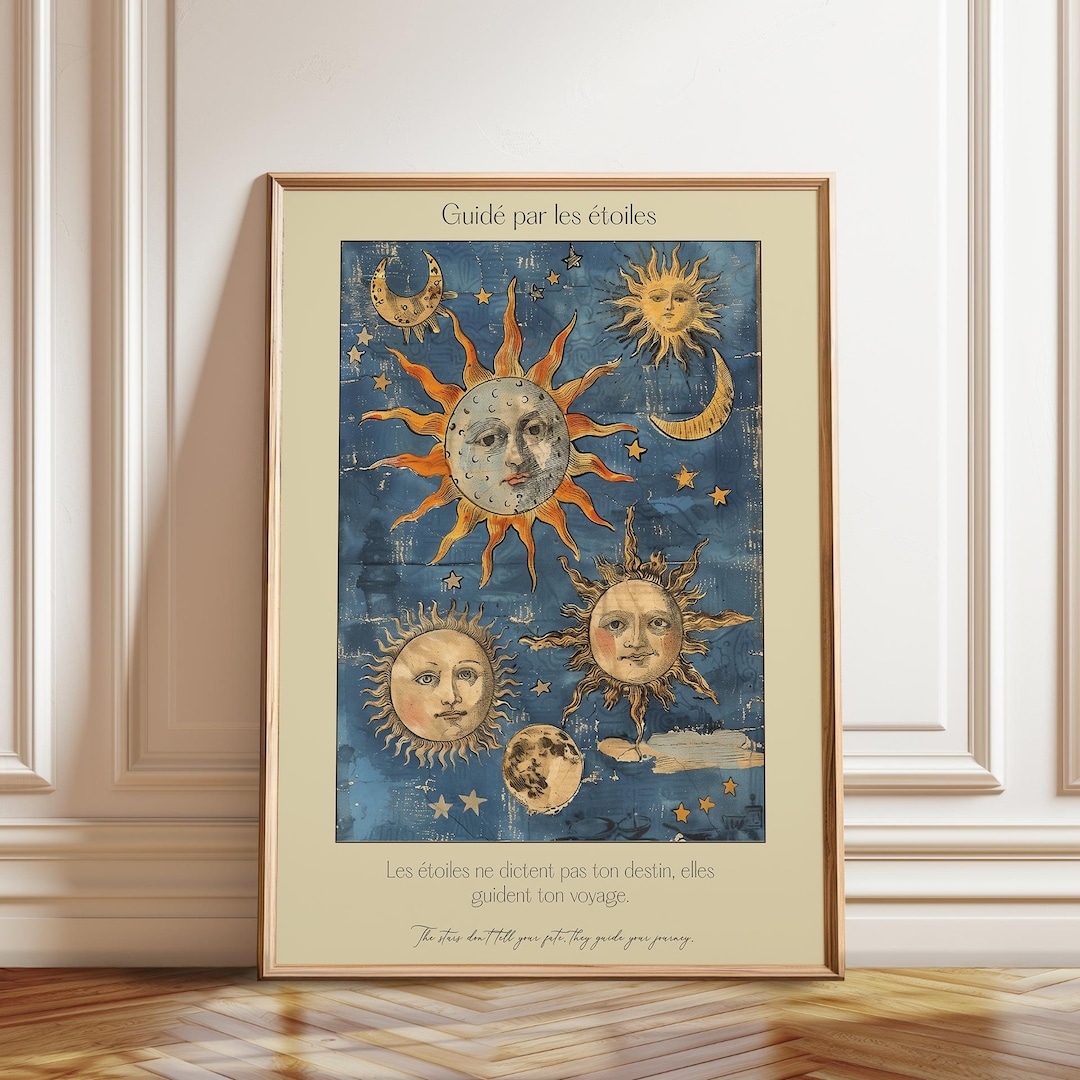Celestial Sun and Moon Art Print: Vintage Astrology Poster - Etsy