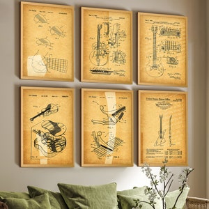 Retro Guitar Patent Wall Posters - Ideal Wall Art for Musicians and ...