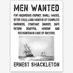 Ernest Shackleton Men Wanted Poster Antarctica Expedition Poster - Etsy