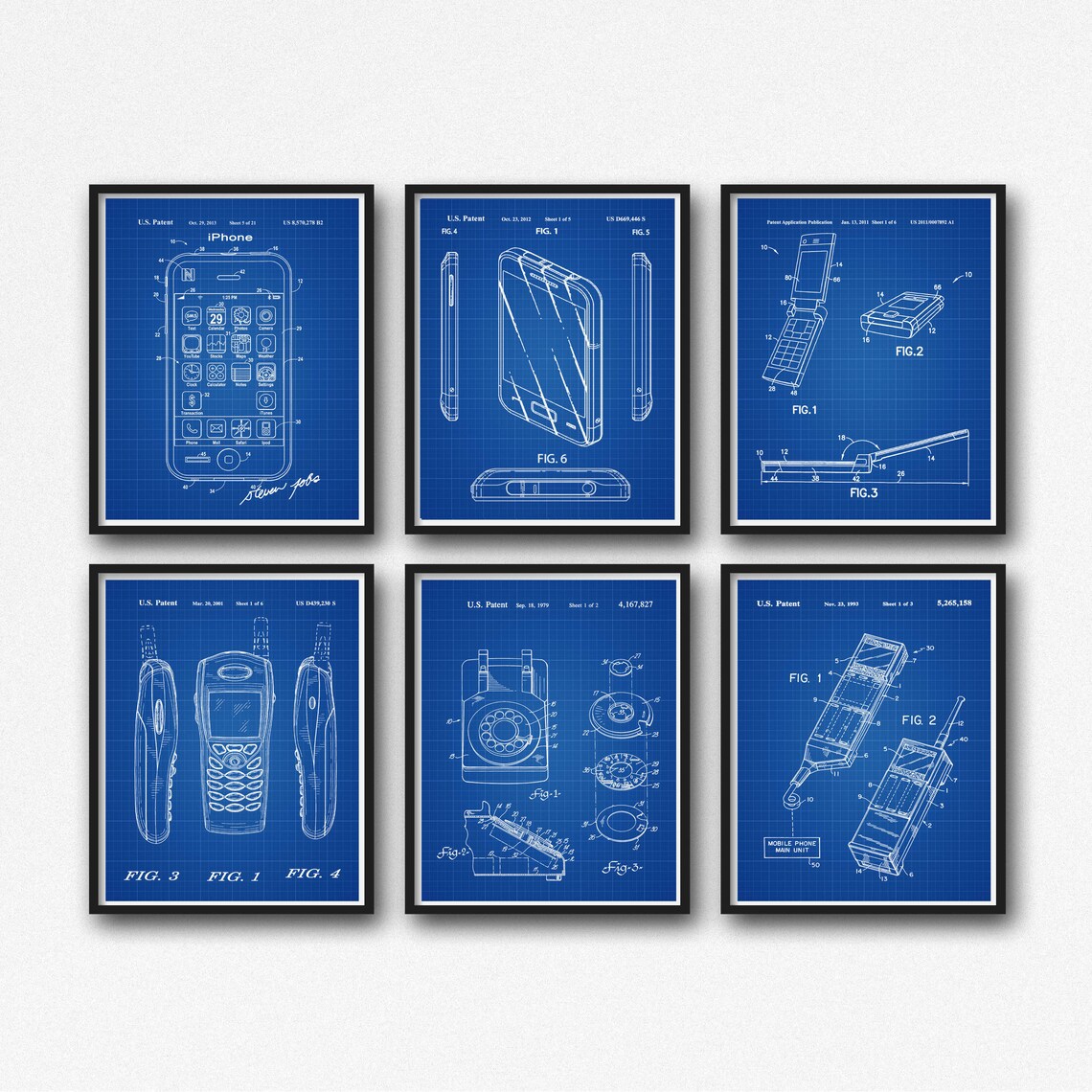 Phone Patent Prints Set of Phone Posters Apple Iphone Samsung | Etsy