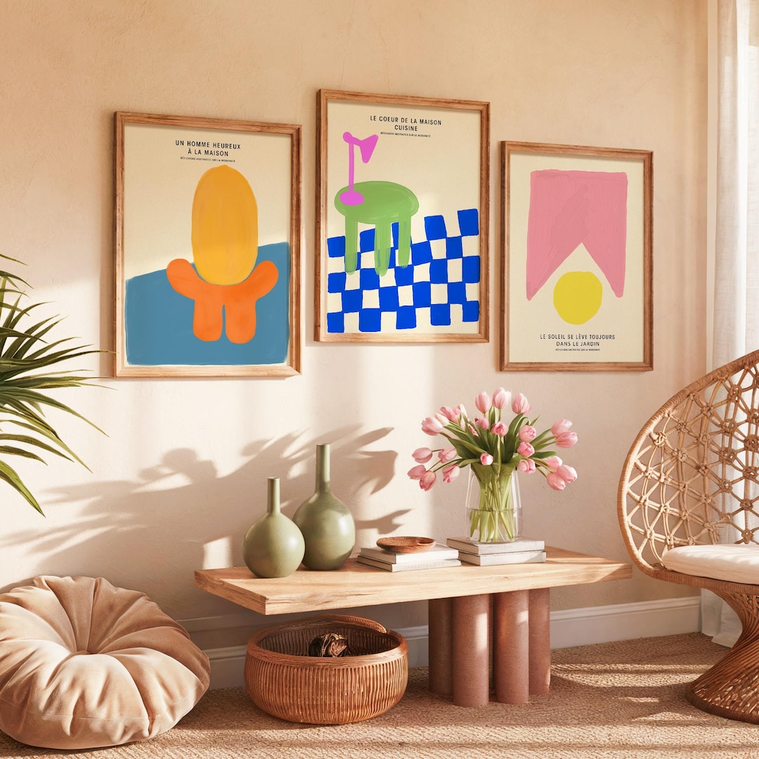 Abstract French Art Prints - Colorful Modern Wall Decor - Set of 3 - Etsy