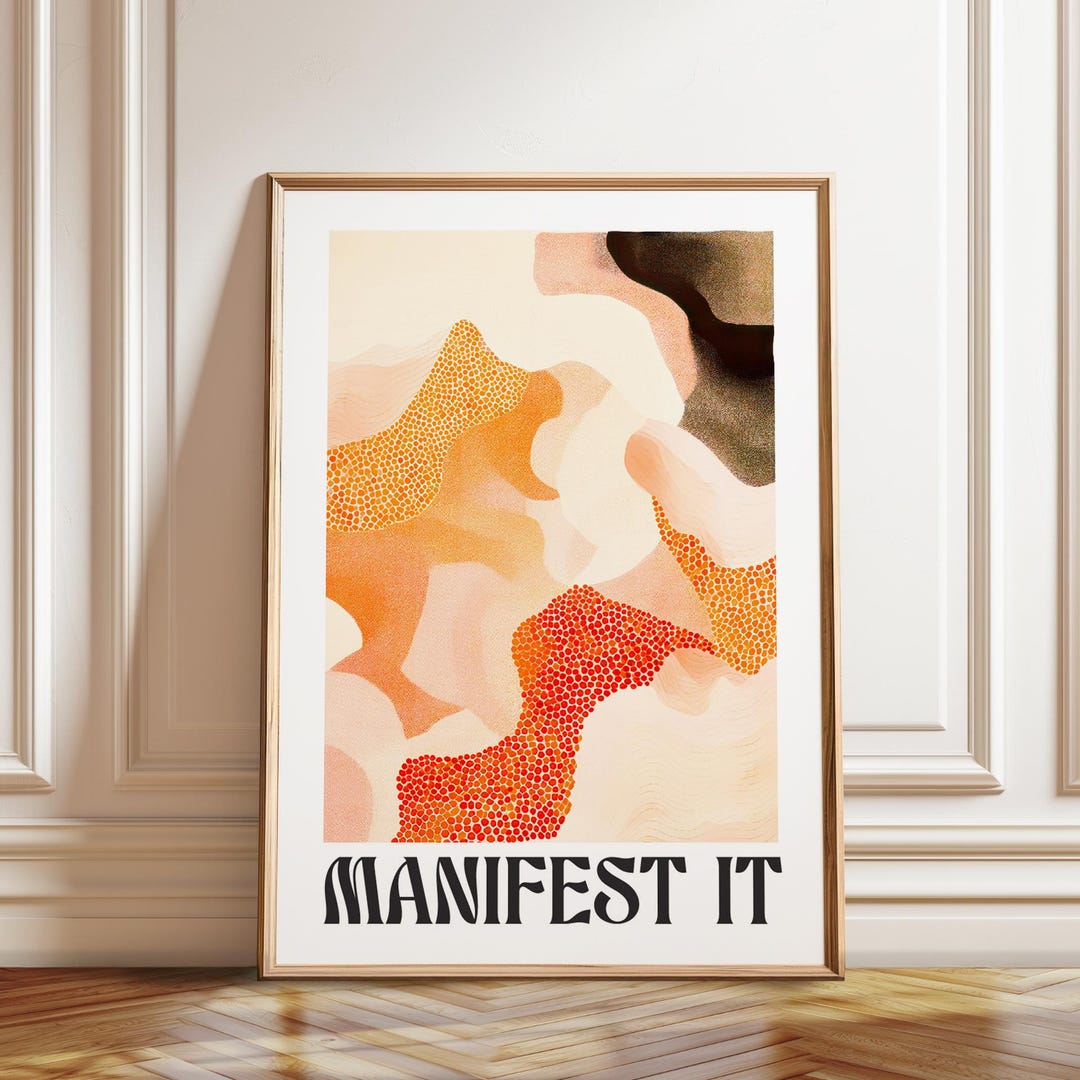 Manifest It Abstract Art Poster - Motivational Waves Wall Art - Home ...
