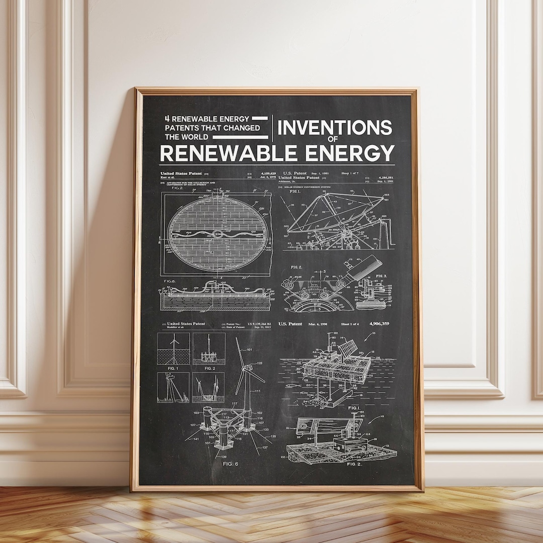 Renewable Energy Patent Art Print: Solar, Wind & Sustainable Power - Etsy