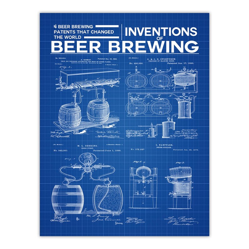 Beer Brewing Patent Art Print: Vintage Bar & Pub Wall Decor - Etsy