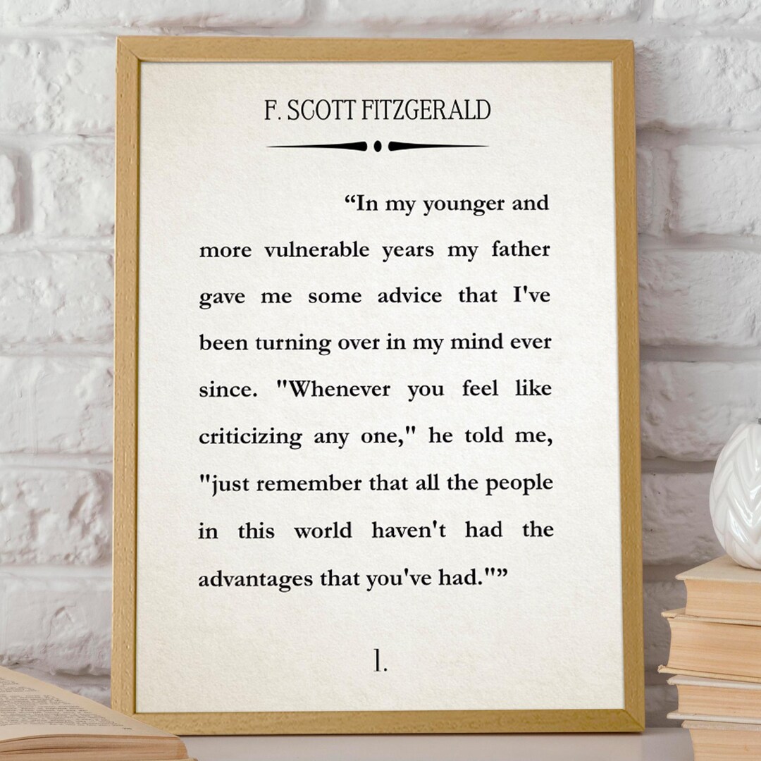 The Great Gatsby First Page Book Wall Art Literary Print F. Scott ...