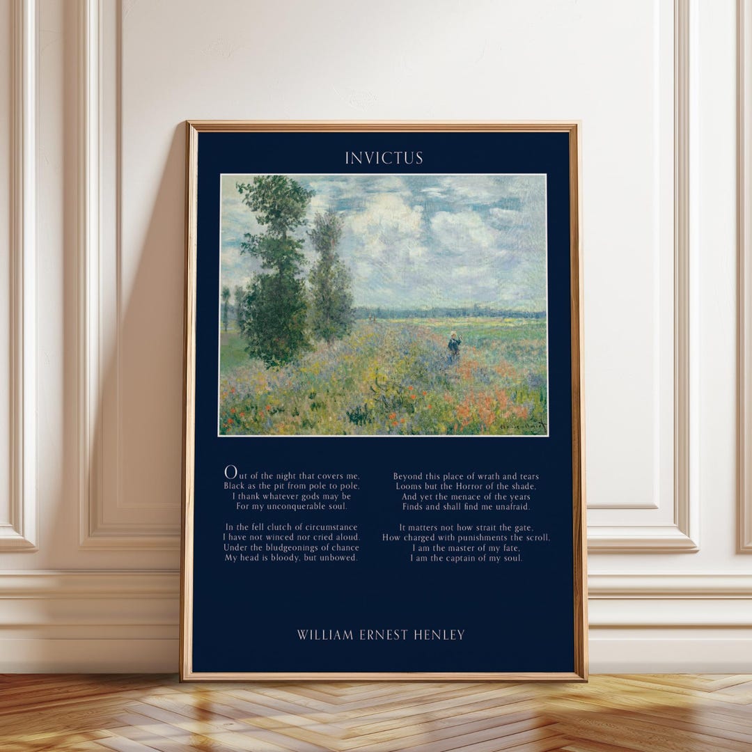 Invictus Poem Print: William Ernest Henley Art, Home & Office Decor - Etsy
