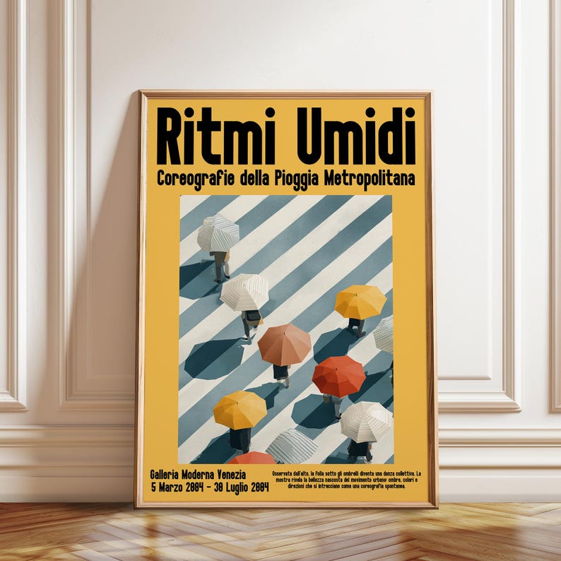 Umbrella Crowd Poster Print | Modern Graphic City Rain Wall Art - Etsy UK