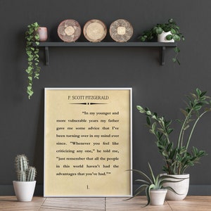 The Great Gatsby First Page Book Wall Art Literary Print F. - Etsy