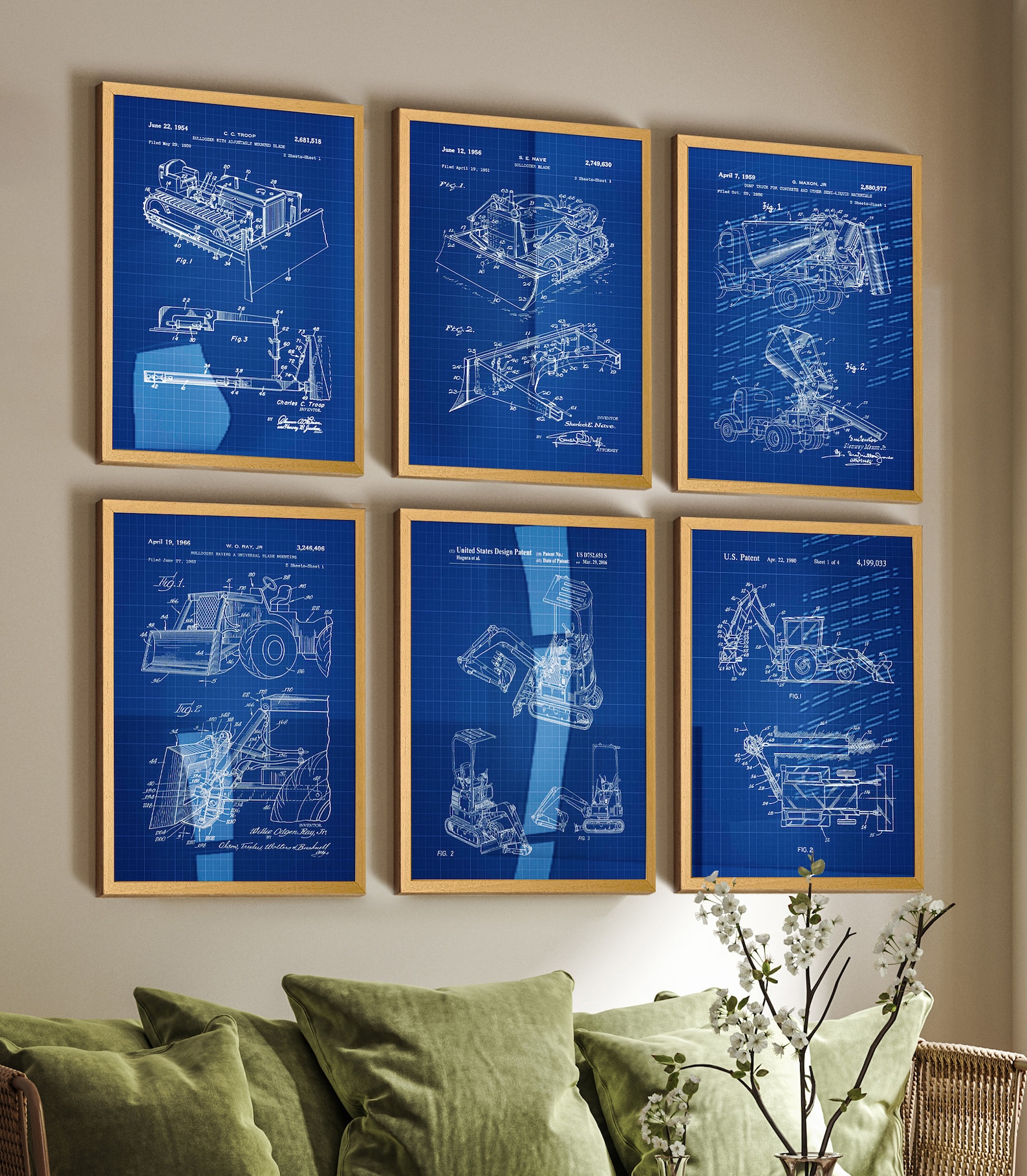 Construction Equipment Patent Art Prints - Mid-century Engineering Set ...