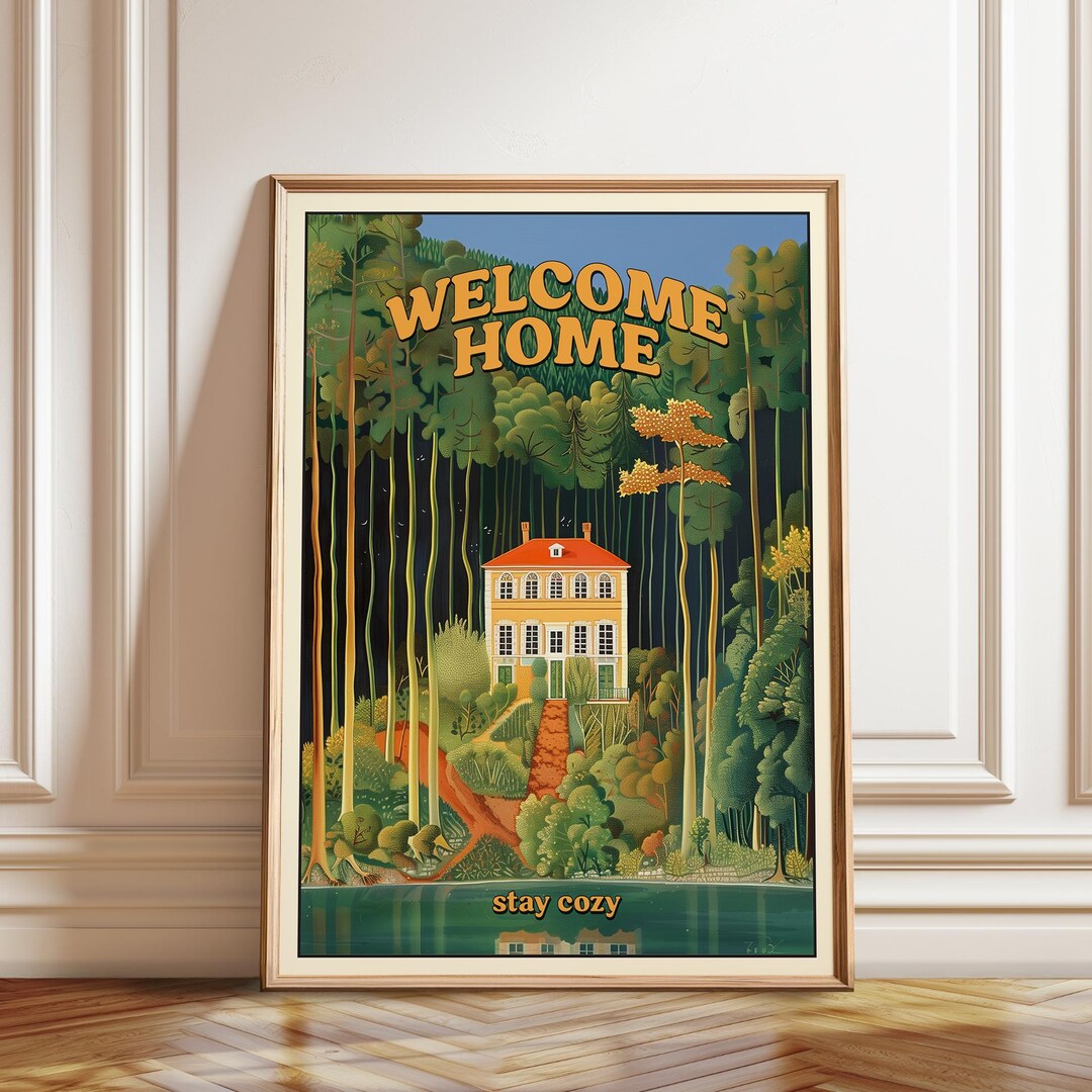 Cozy Cabin Art Print – Serene Forest House Wall Art - Welcome Home ...