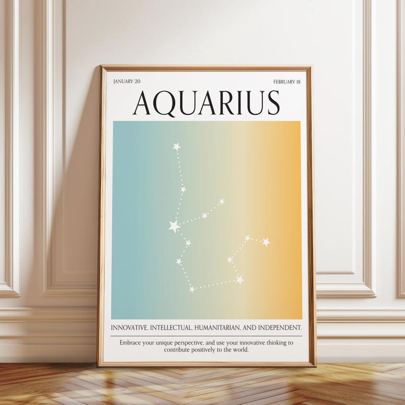 Aquarius Zodiac Poster: Gradient Astrology Art Print - Etsy