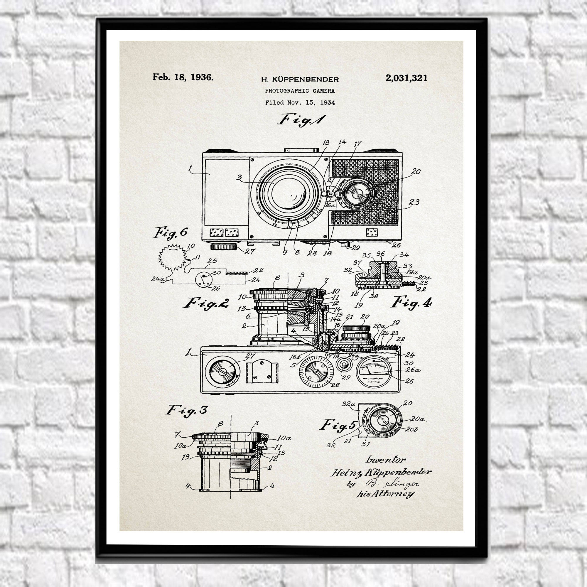 Camera Patent Poster 1934 Photographic Large Camera Print | Etsy