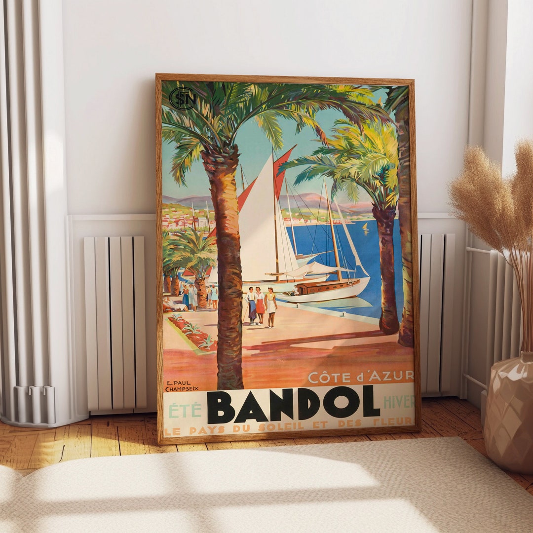 French Travel Posters French Wall Decor Bandol Poster Summer Posters - Etsy