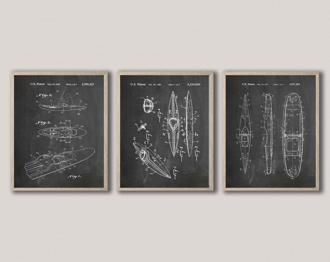 Kayak Prints Set of 3 Kayaking Posters Water Sports Prints - Etsy